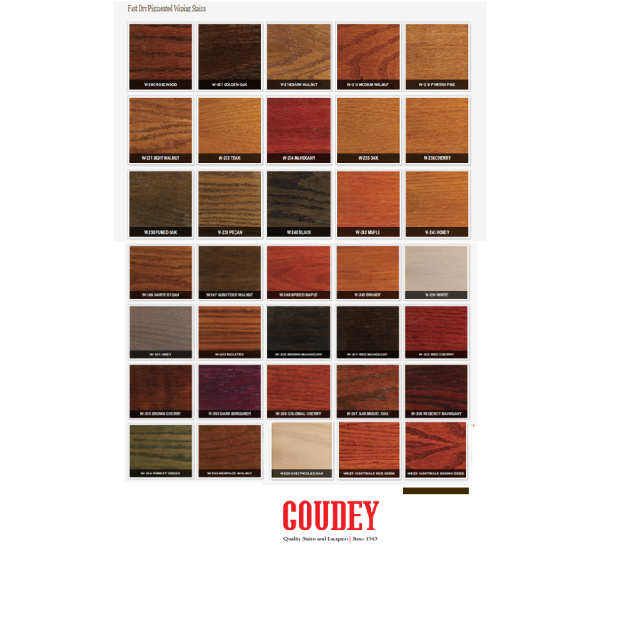 Goudey Oak Solvent Based Stain Swatches, 3X5, Set of 37 Stains Colours